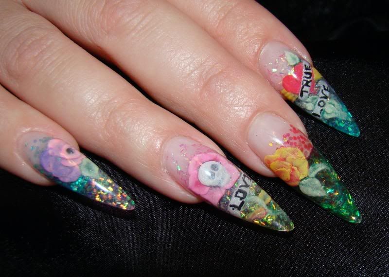 Fun Ed Hardy Inspired Nails Pictures Nfu Oh 3d Inlay Salongeek